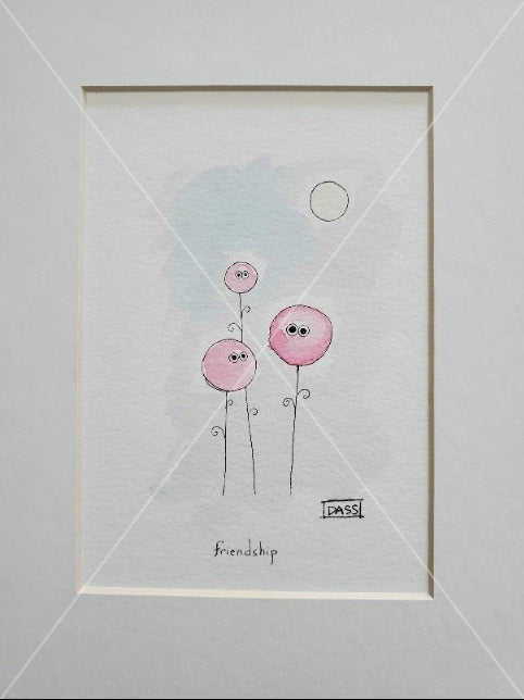 Poppy Friends Original Watercolor – Noelle Dass Artimals Studio
